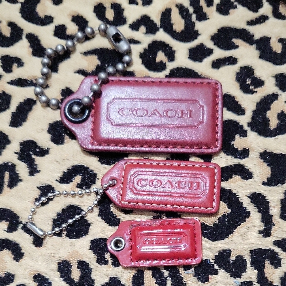 Coach Red Leather Keychain Set - Gem